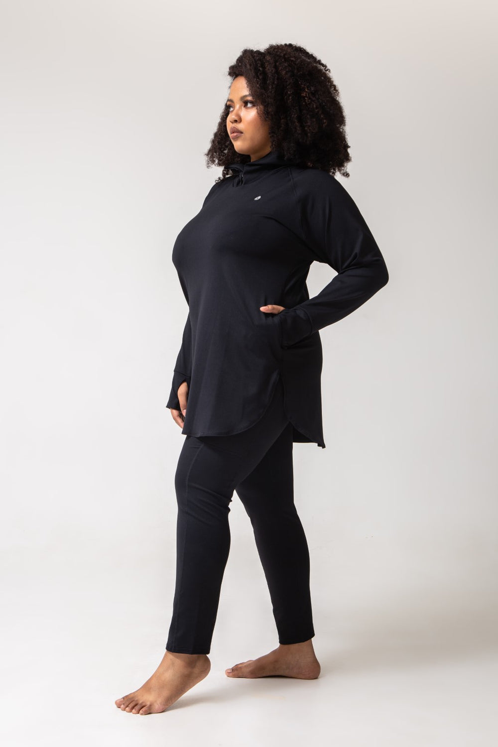 Stretch Athletic Hoodie BLACK | LANUUK Modest Activewear & Sportswear