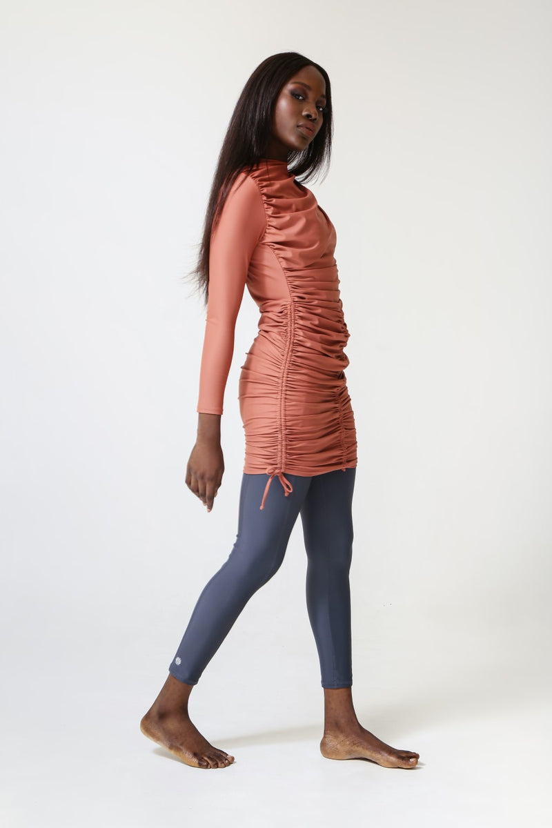Isla Swim Dress CLAY | LANUUK Womens Modest Full Coverage Swimsuit