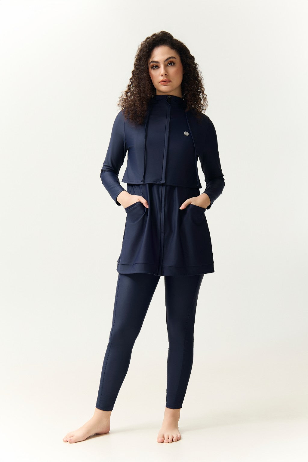 Kaya Swim Dress Midnight | LANUUK Womens Hooded Burkini Swimsuit