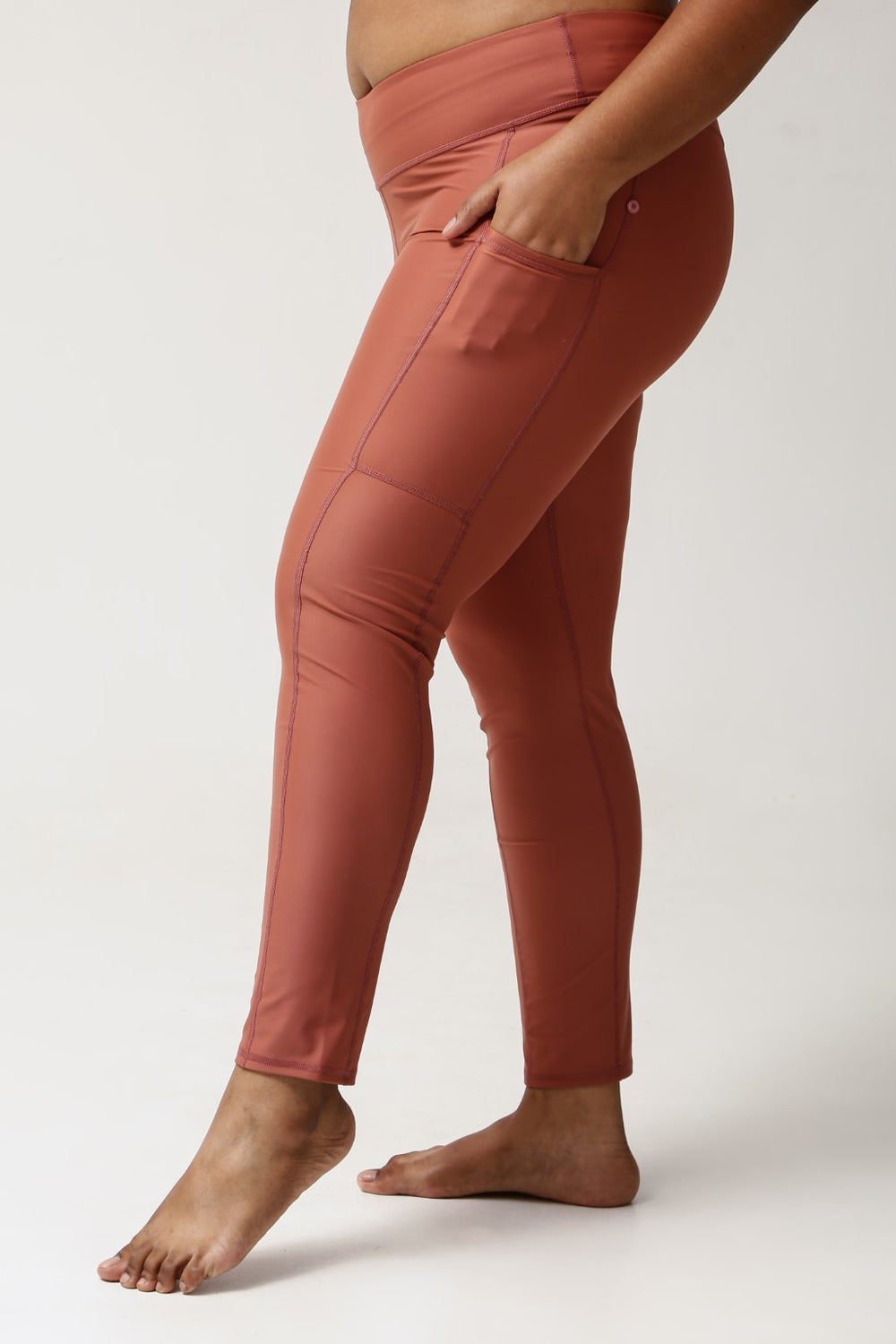 Pocket Swim Tights CLAY | LANUUK Full Coverage Swim Leggings