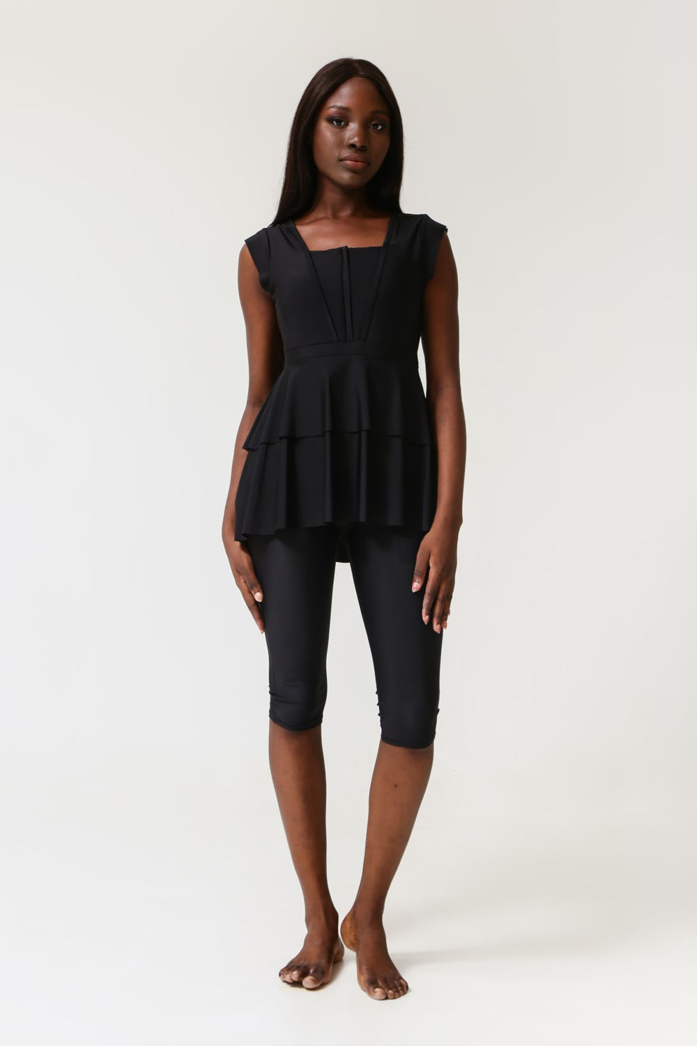 Serena Midi Swimsuit Black | LANUUK Best Selling Modest Swimwear