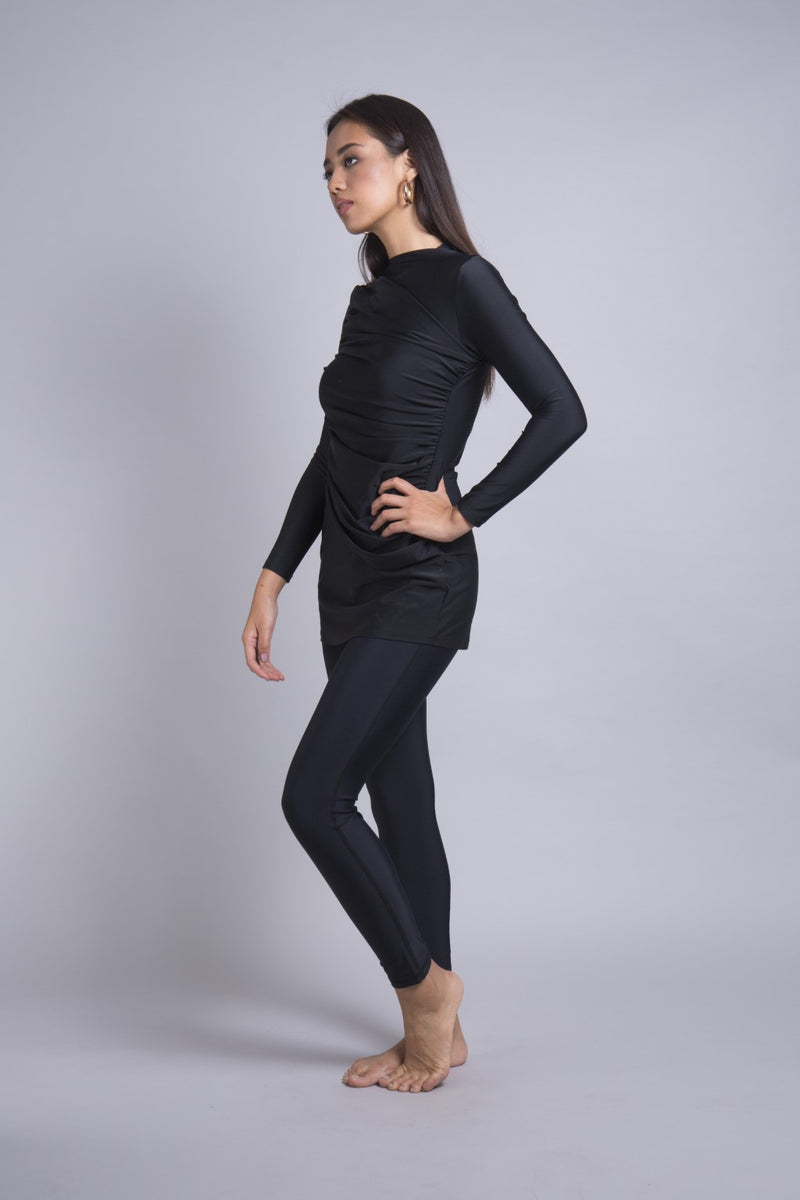 Diana Swim Dress BLACK | LANUUK Womens Modest Covered Burkini Swimwear