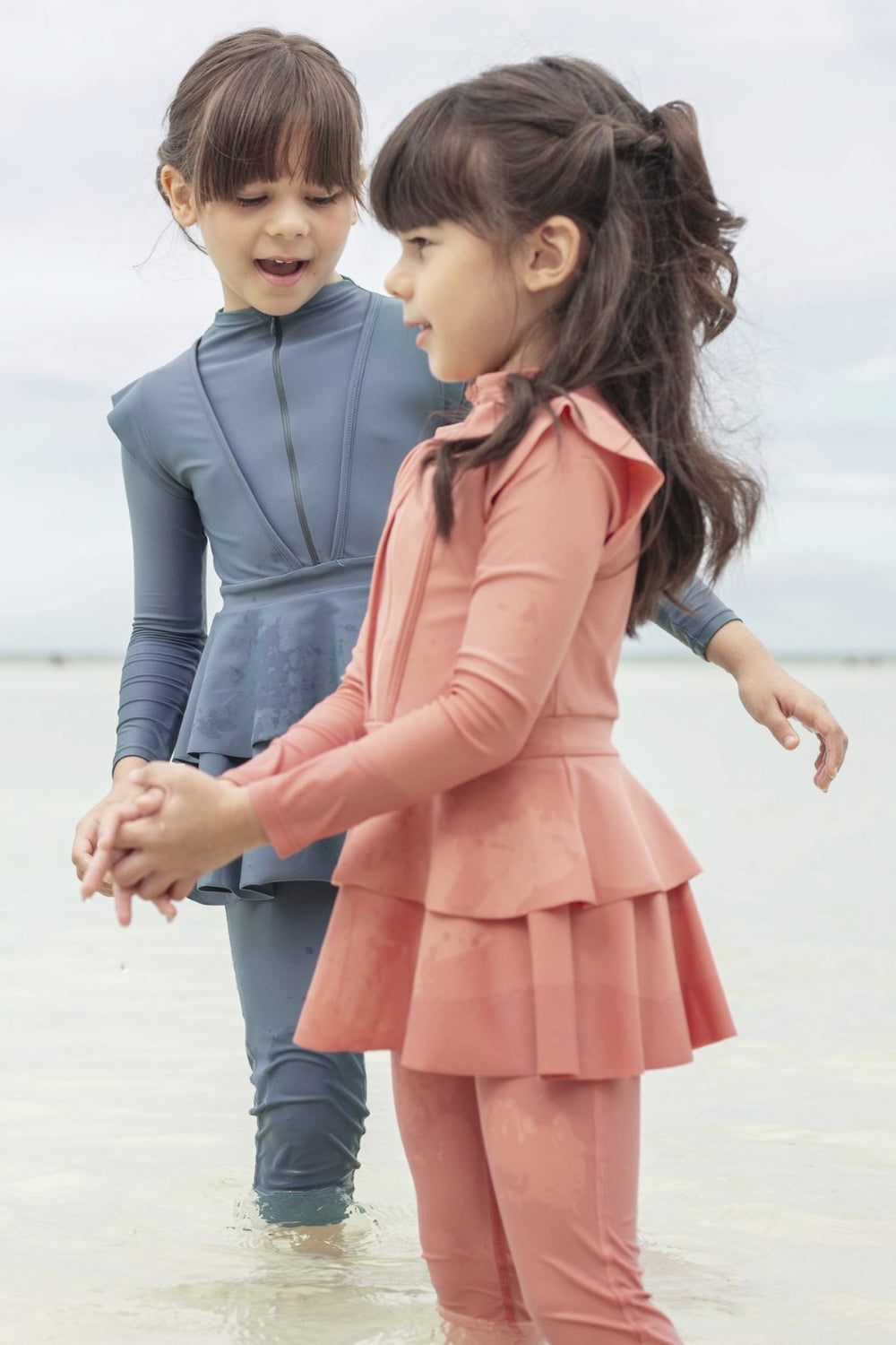 Serena Kids Swimsuit CORAL | Girls Modest UPF Swimwear Bathing Suit Burkini