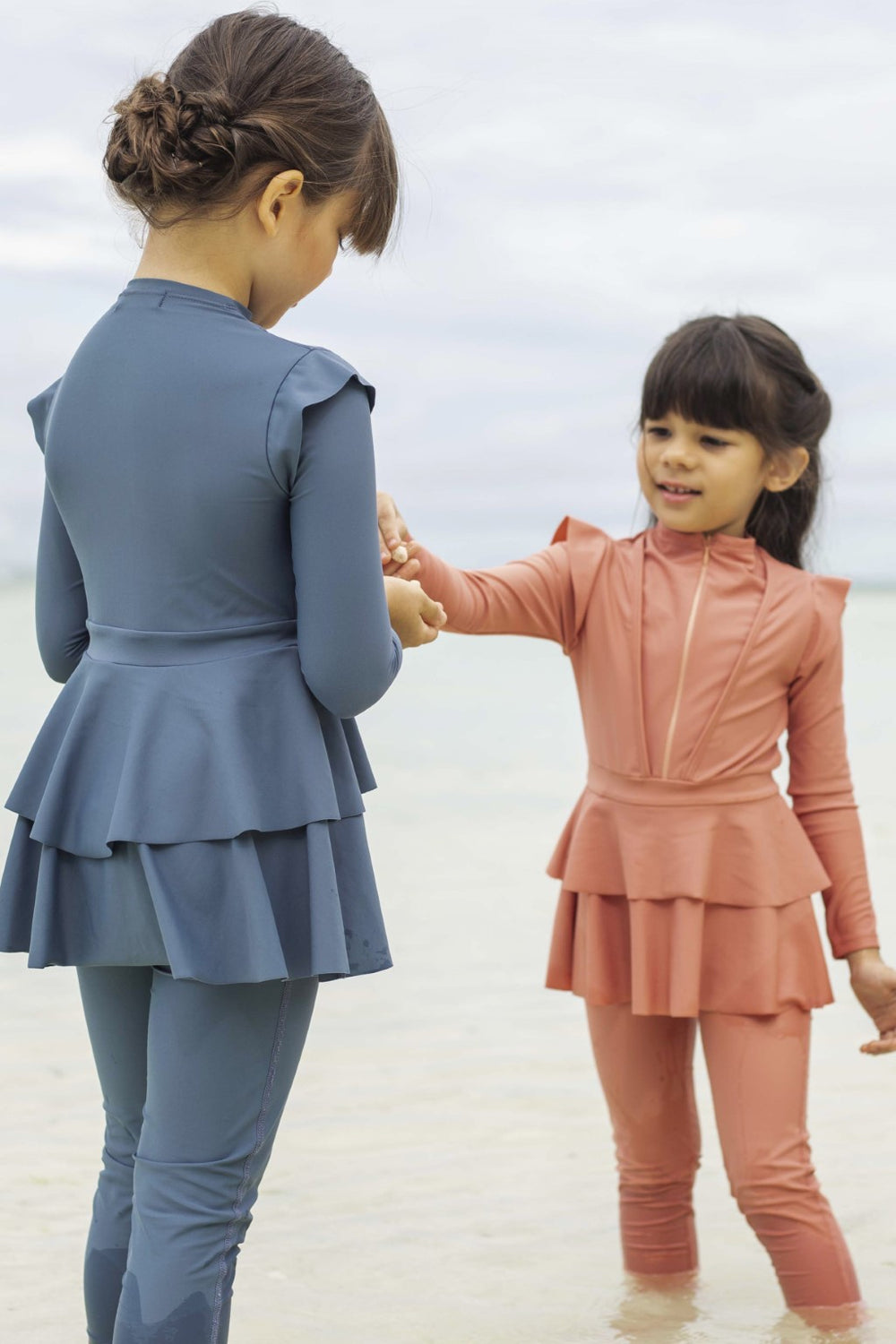 Serena Kids Swimsuit CORAL | Girls Modest UPF Swimwear Bathing Suit Burkini
